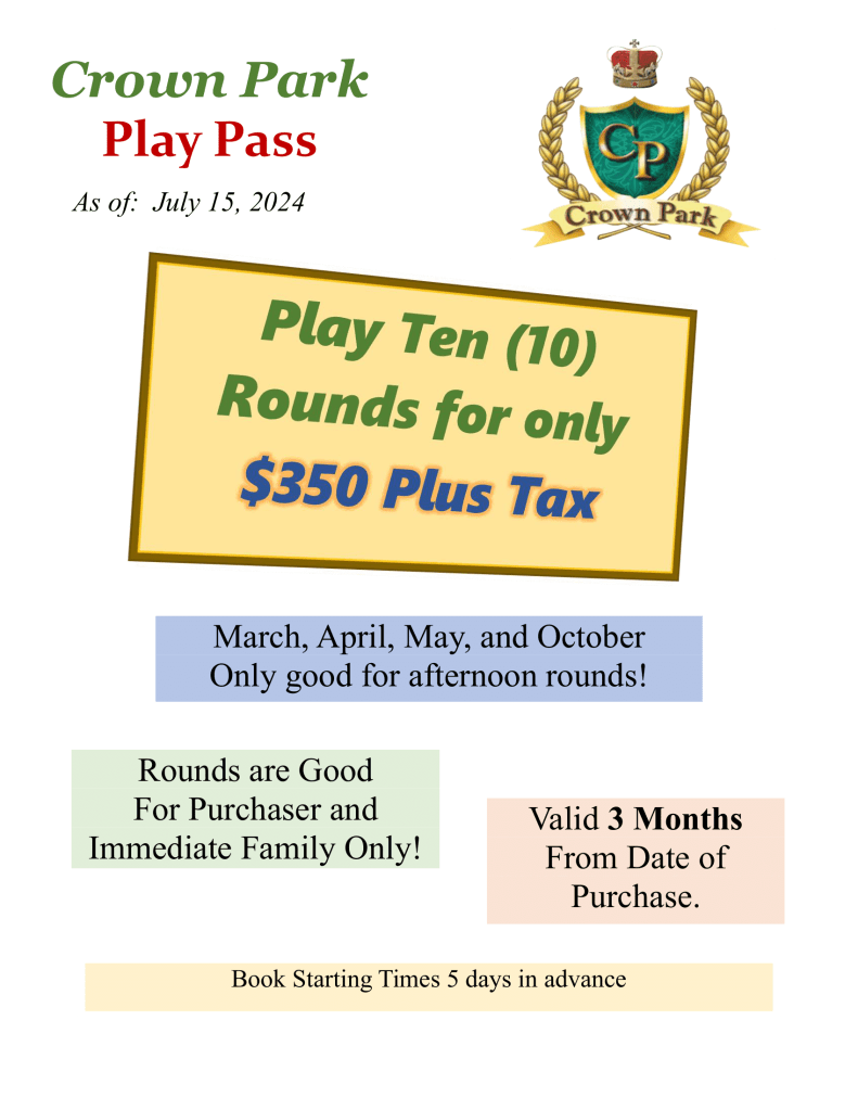 Play Pass - Crown Park Golf Club